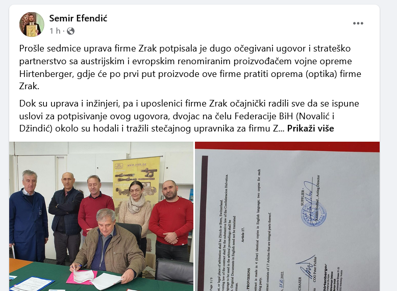 Efendić: Kad se ugledalo svjetlo za firmu Zrak, neko se dobro potrudio ...